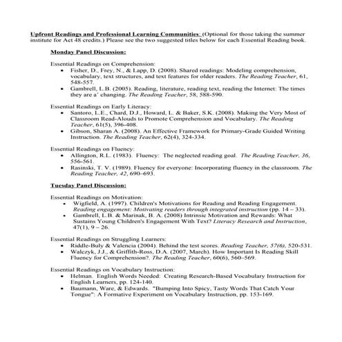 Penn State Upfront Readings And Professional Learning Communities | DOC