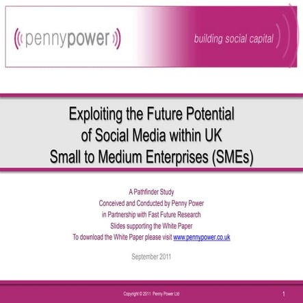 Penny Power Pathfinder study of UK SME's, Social Media and Unemployed ...