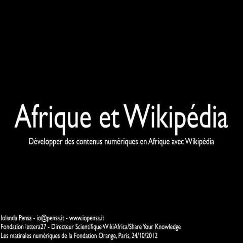 Wikipedia and Africa, Orange Foundation | PDF