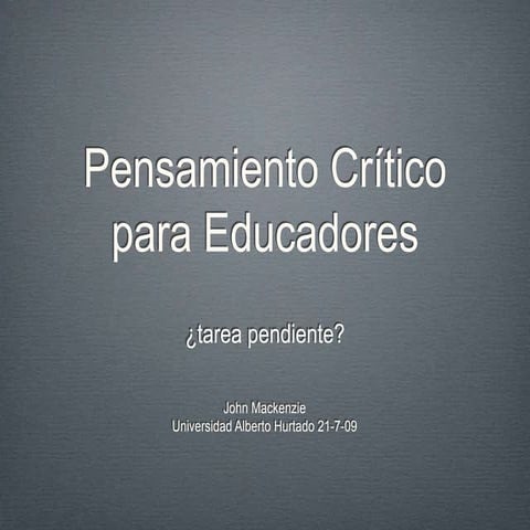 pensamiento crítico de filosofía universitaria | PDF
