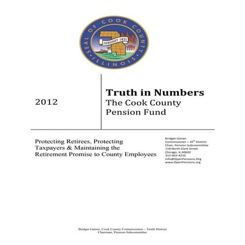 Pension Committee Chairwoman Bridget Gainer - Truth In Numbers Report ...