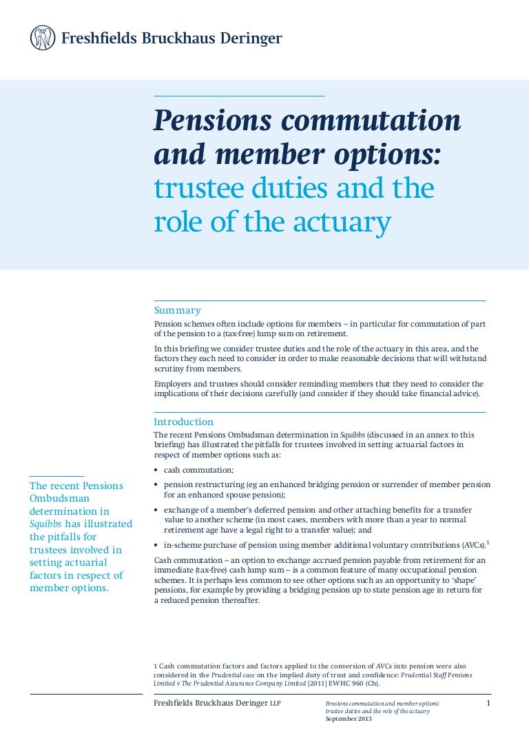 Pensions commutation