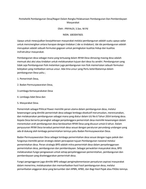 Pembinaan penataan lembaga pemberdayaan masyarakat desa(1) | PPTX