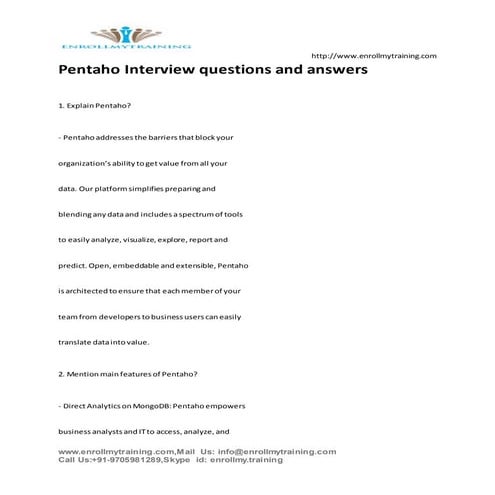 Pentaho interview question and answers | DOCX