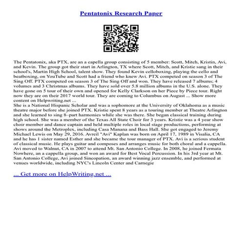 Pentatonix Research Paper | PDF