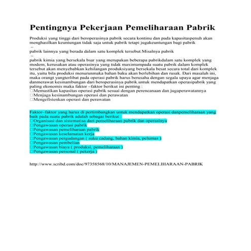 MAINTENANCE PEMELIHARAAN | PDF