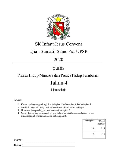 Soalan KBAT Sains Tahun 4 (Sains Hayat & Sains Fizikal) | PDF