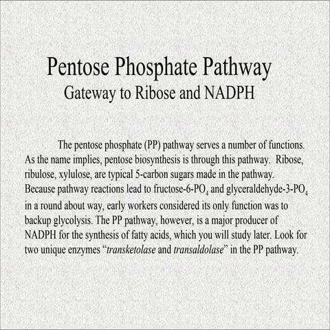 Pentose Phosphate Pathway and its process | PPT