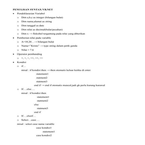Penulisan syntax vb | DOC