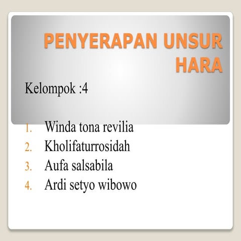 PENYERAPAN UNSUR HARA | PPTX