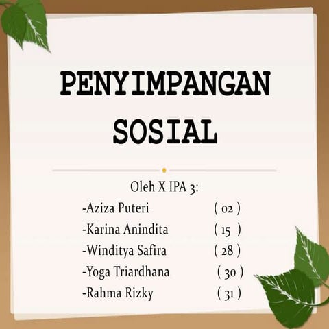 Penyimpangan sosial | PPT