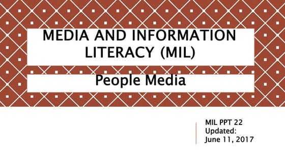 people as media versus people in media. This topic will help the ...