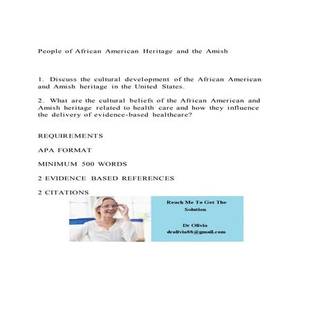 People of African American Heritage and the Amish1. Dis | DOCX