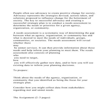 Assignment Capstone Project Part II Needs AssessmentPeople.docx