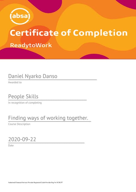 Work skills certificate | PDF