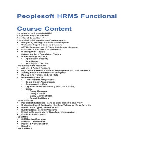 Peoplesoft Training | DOCX