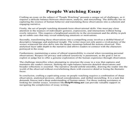People Watching Essay. Point Of View Essay Examples Telegraph | PDF