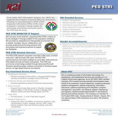 Program Executive Office for Simulation, Training, & Instrumentation’s ...