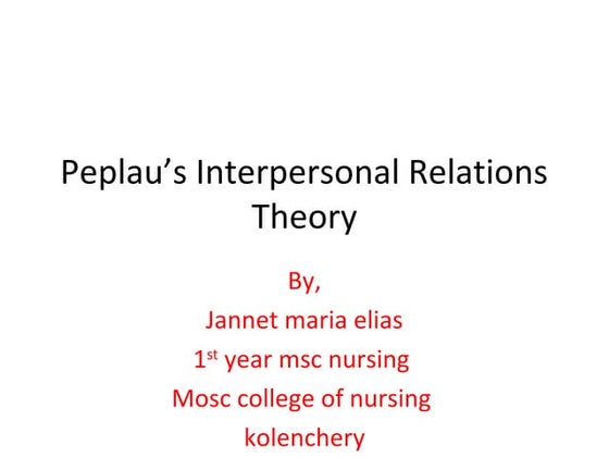 Interpersonal Relations Theory by Hildegard Peplau | PPT