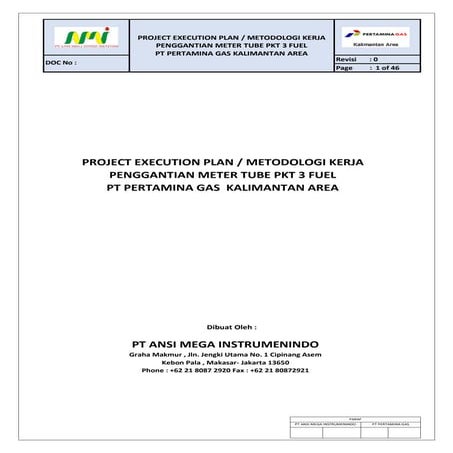 Metodologi Kerja Project Penggantian Meter Tube | PDF
