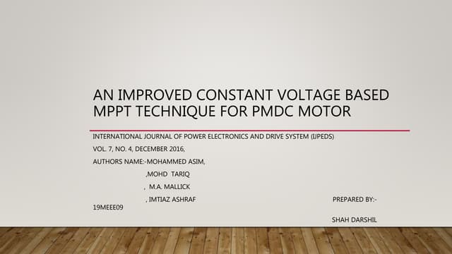 Solar PV Model With MPPT (P & O method) | PPTX