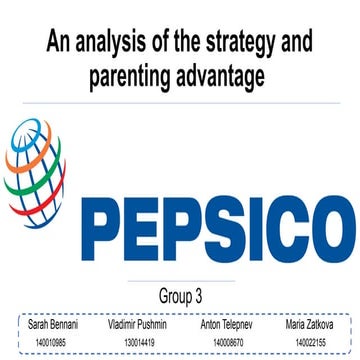 PepsiCo, An analysis of the strategy and parenting advantage | PPSX