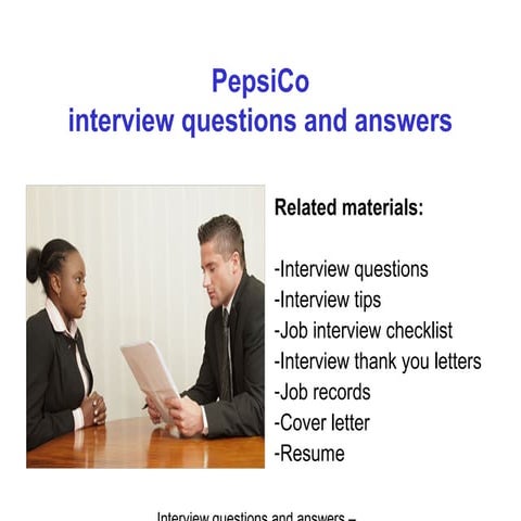Pepsi co interview questions and answers | PPT