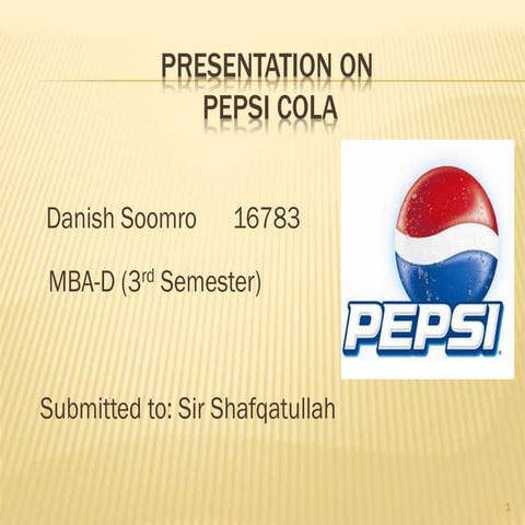Presentation on pepsi co | PPTX