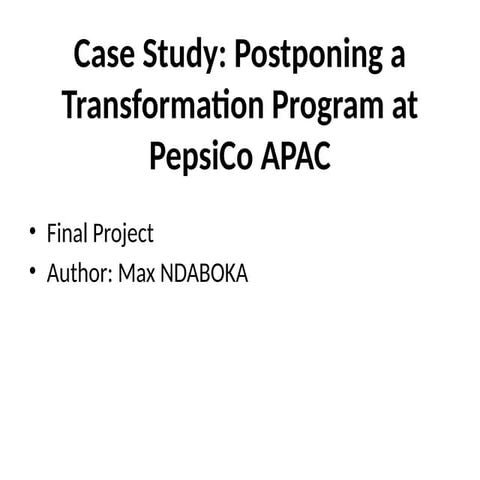 PepsiCo Digital Transformation Data Analytics | PPTX