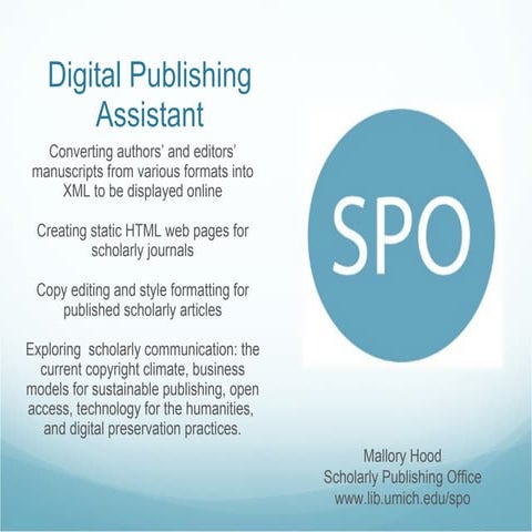 Digital Publishing Assistant Internship | PPT