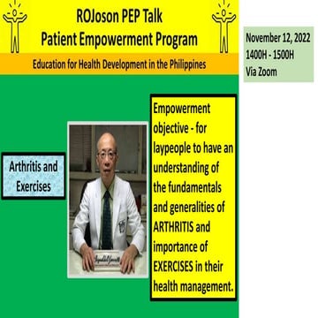 ROJoson PEP Talk: ARTHRITIS and EXERCISES | PPT