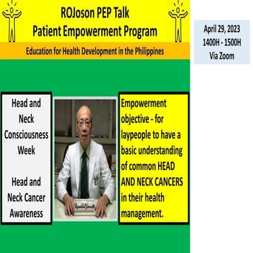 ROJoson PEP Talk: HEAD NECK CANCER AWARENESS | PPTX
