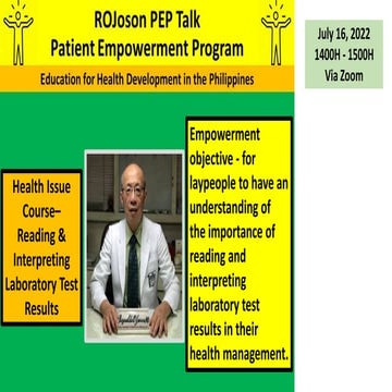 ROJoson PEP Talk: Laboratory Tests - Reading & Interpretation | PPTX