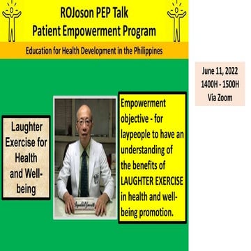 ROJoson PEP Talk: Laughing Exercise for Health and Well-being | PPTX