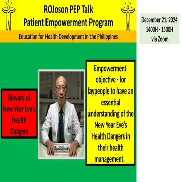 ROJoson PEP Talk: Beware of New Year Eve's Health Dangers - 2024 | PPTX
