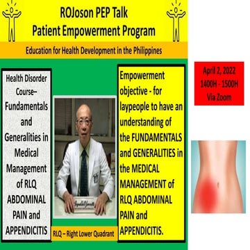 ROJoson PEP TALK: RLQ ABDOMINAL PAIN & APPENDICITIS | PPTX