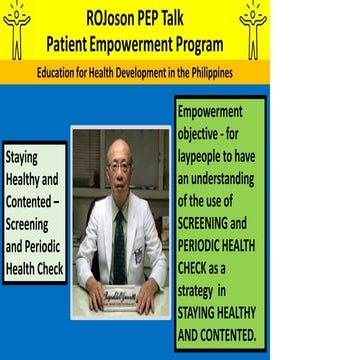 ROJoson PEP Talk: Screening and Periodic Health Check | PPT