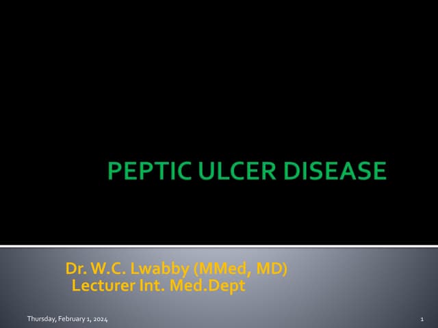 Pathology of Peptic Ulcer Disease | PPTX