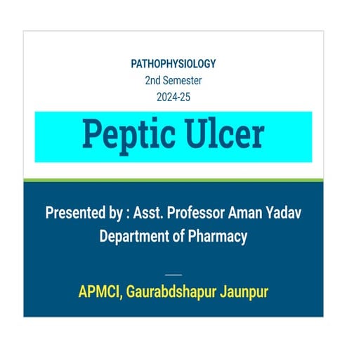 Peptic Ulcer Pathophysiology or Pharmacotherapeutics short notes | PDF