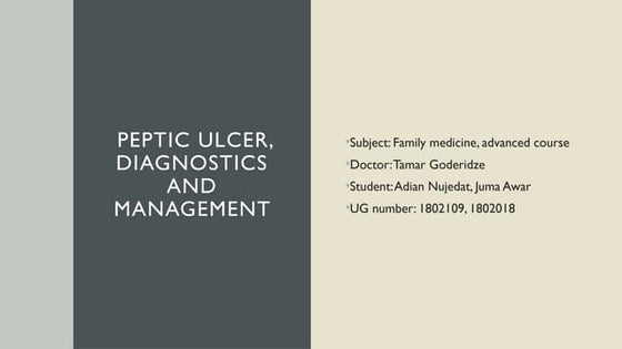 Peptic ulcer disease(PUD) | PPT