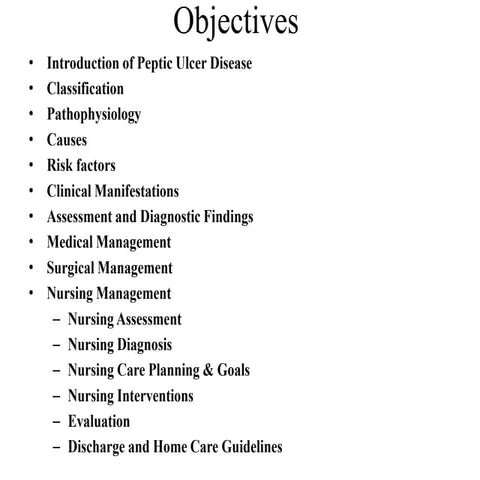 Peptic Ulcer Disease Nursing Care Nursing Care Plan