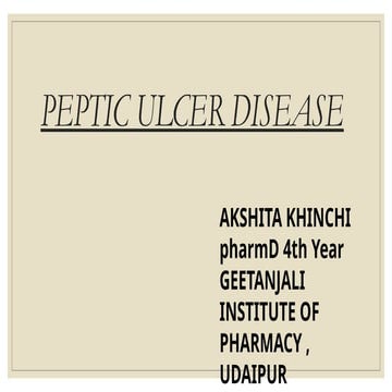 peptic Ulcer Disease, Therapeutics (PUD) | PPT