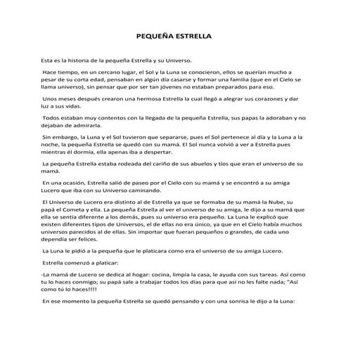 cuento infantil Pequeña estrella | DOCX