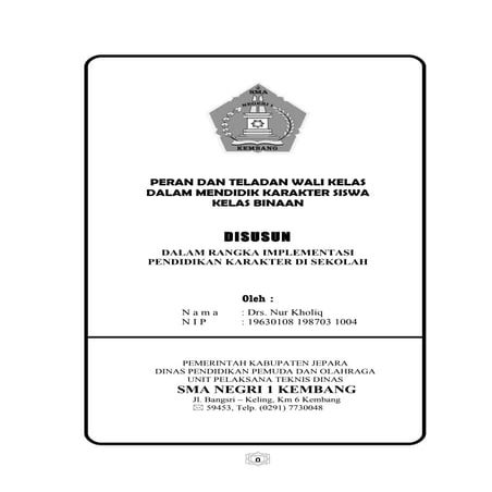 Peran wali-kelas dlm membentuk karakter siswa | DOC