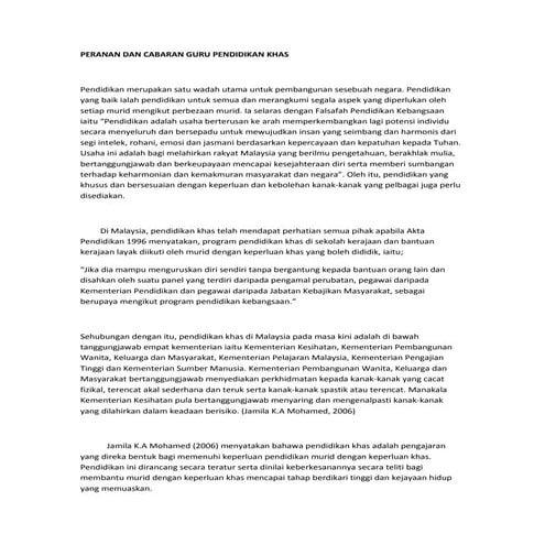 Peranan dan cabaran guru pendidikan khas | DOC