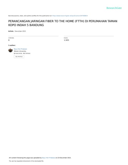 Pengetahuan Dasar Jaringan FTTH / Fiber To The Home | PPT