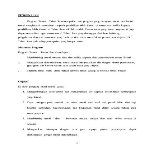 Perancangan program transisi | DOCX