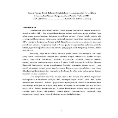 Peran dan fungsi polri dalam pemilu 2014 | PDF