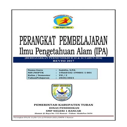 Perangkat ipa 7 sem 2 2021 | PDF