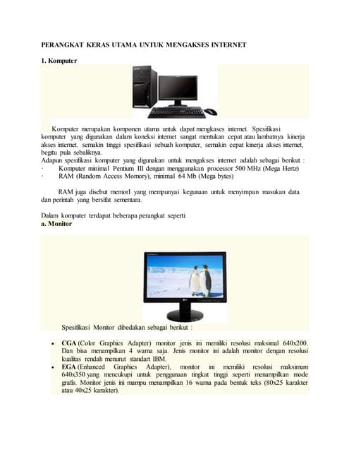 Perangkat keras untuk mengakses internet (hardware) | PPT